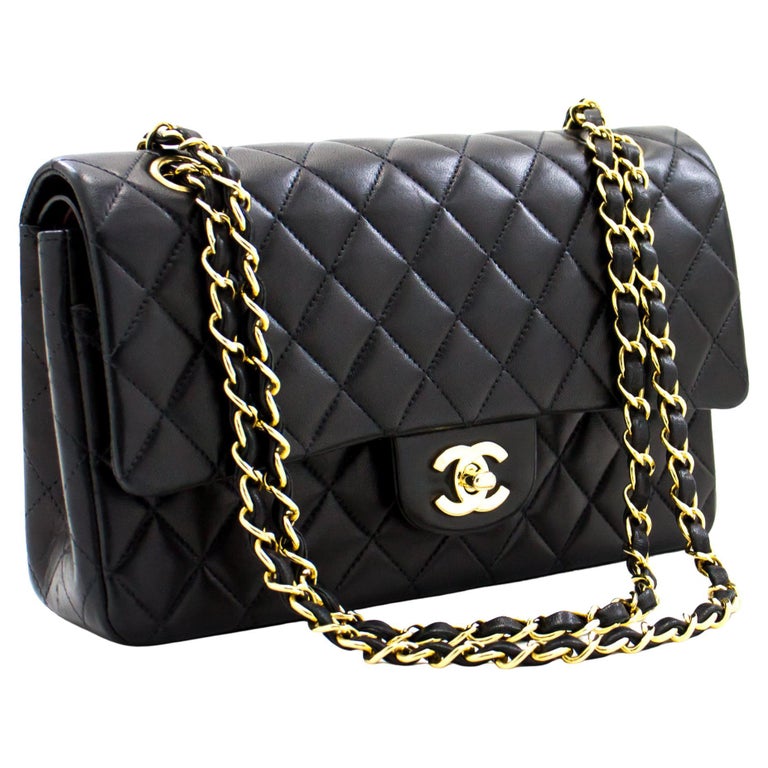 CHANEL 2.55 Double Flap Medium Chain Shoulder Bag Lambskin Black For ...