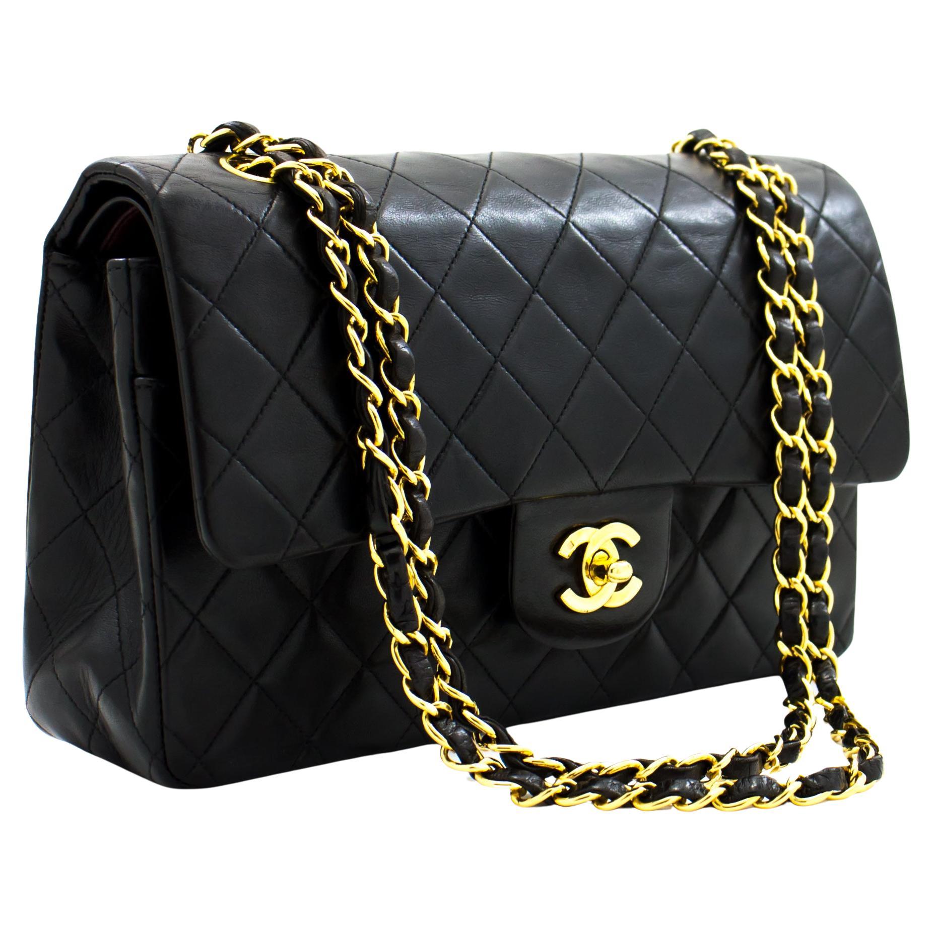 CHANEL Jumbo 11" Large Chain Shoulder Bag Flap Lambskin Black For Sale ...