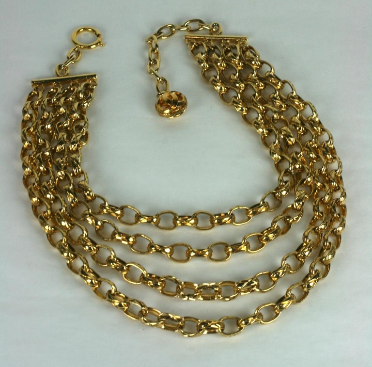 Chanel 4 Strand Textured Chain Necklace For Sale at 1stDibs