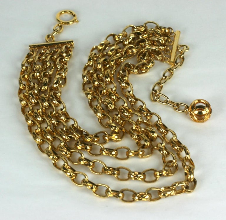 Chanel 4 Strand Textured Chain Necklace For Sale at 1stDibs
