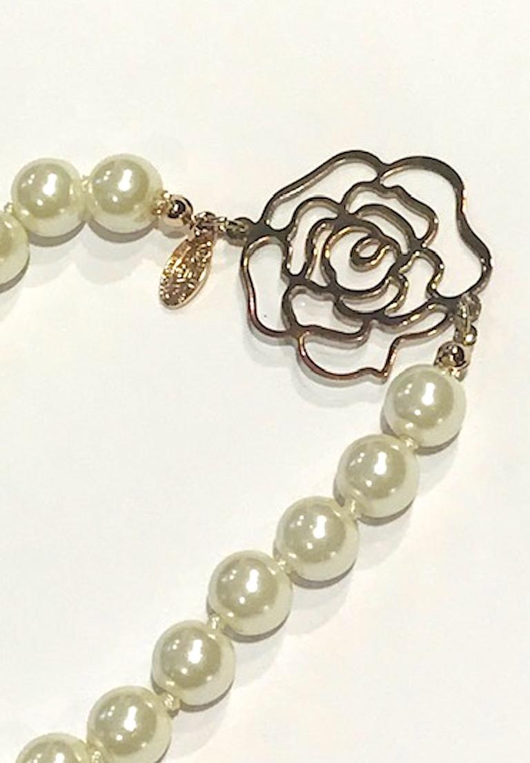 Chanel 63" Long Pearl and Camelia Necklace, 2012 Collection at 1stDibs