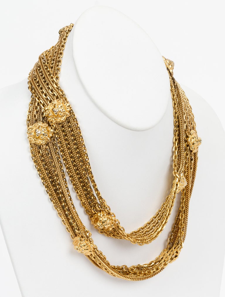 Chanel 80's Vintage Gold Chain Lions Head Necklace Belt at 1stDibs