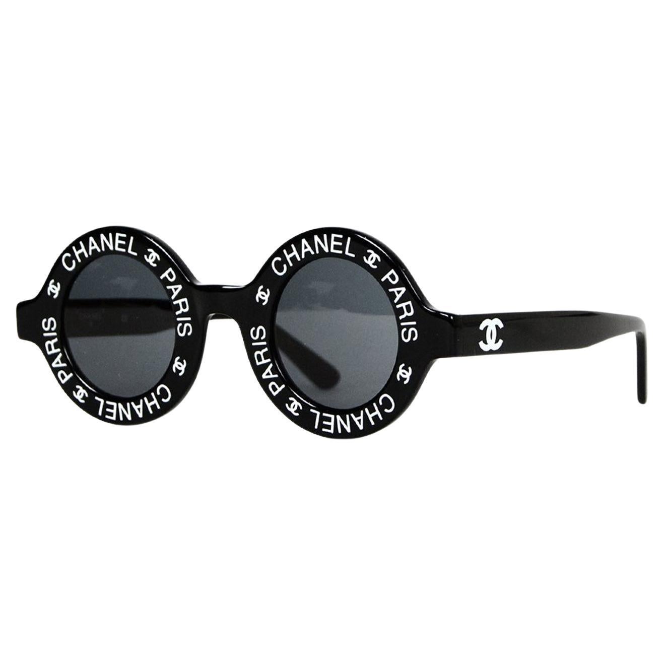 Chanel 90's CC Paris Black Vintage Sunglasses For Sale at 1stDibs