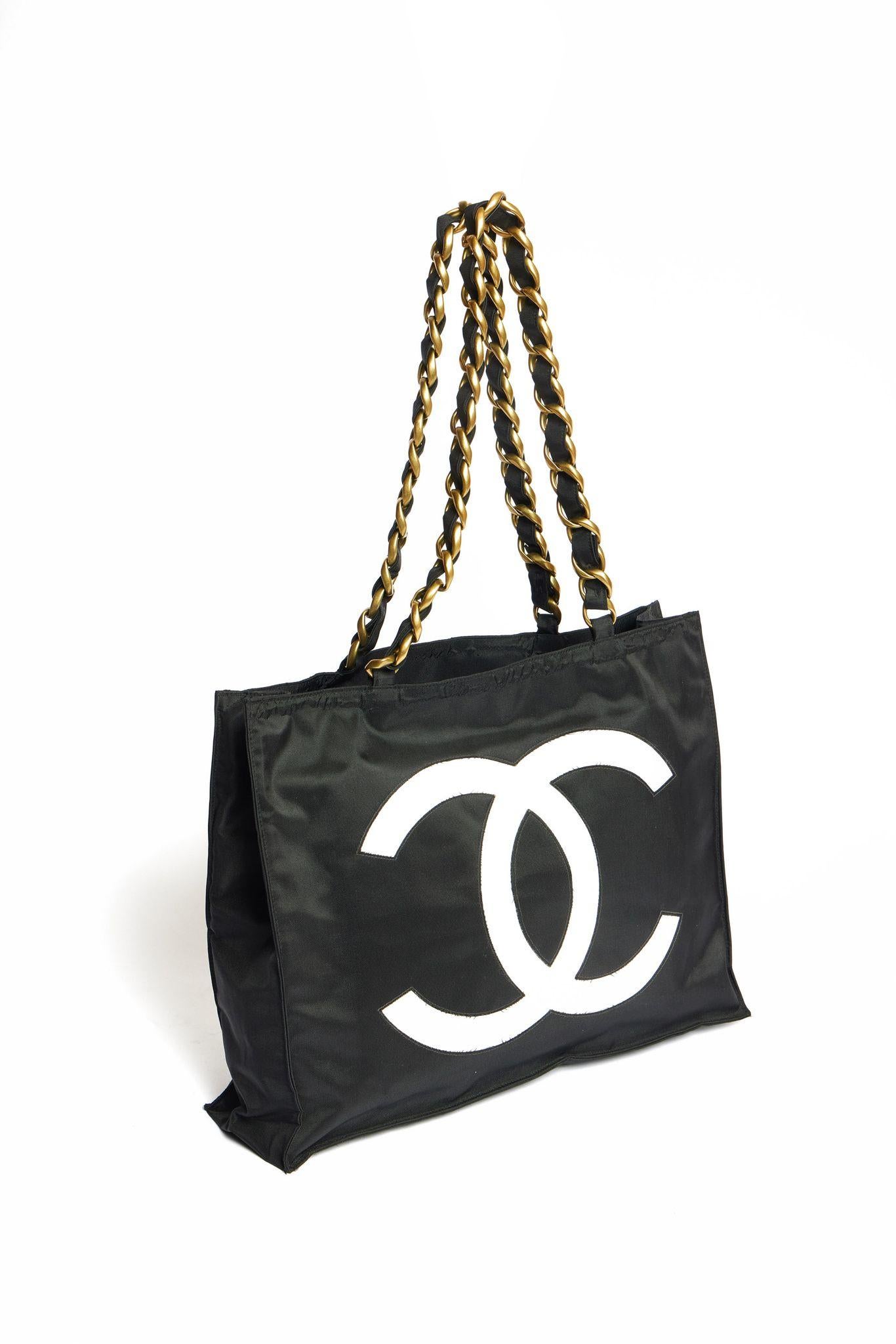 Chanel 90s Large Vintage Logo Shopper at 1stDibs