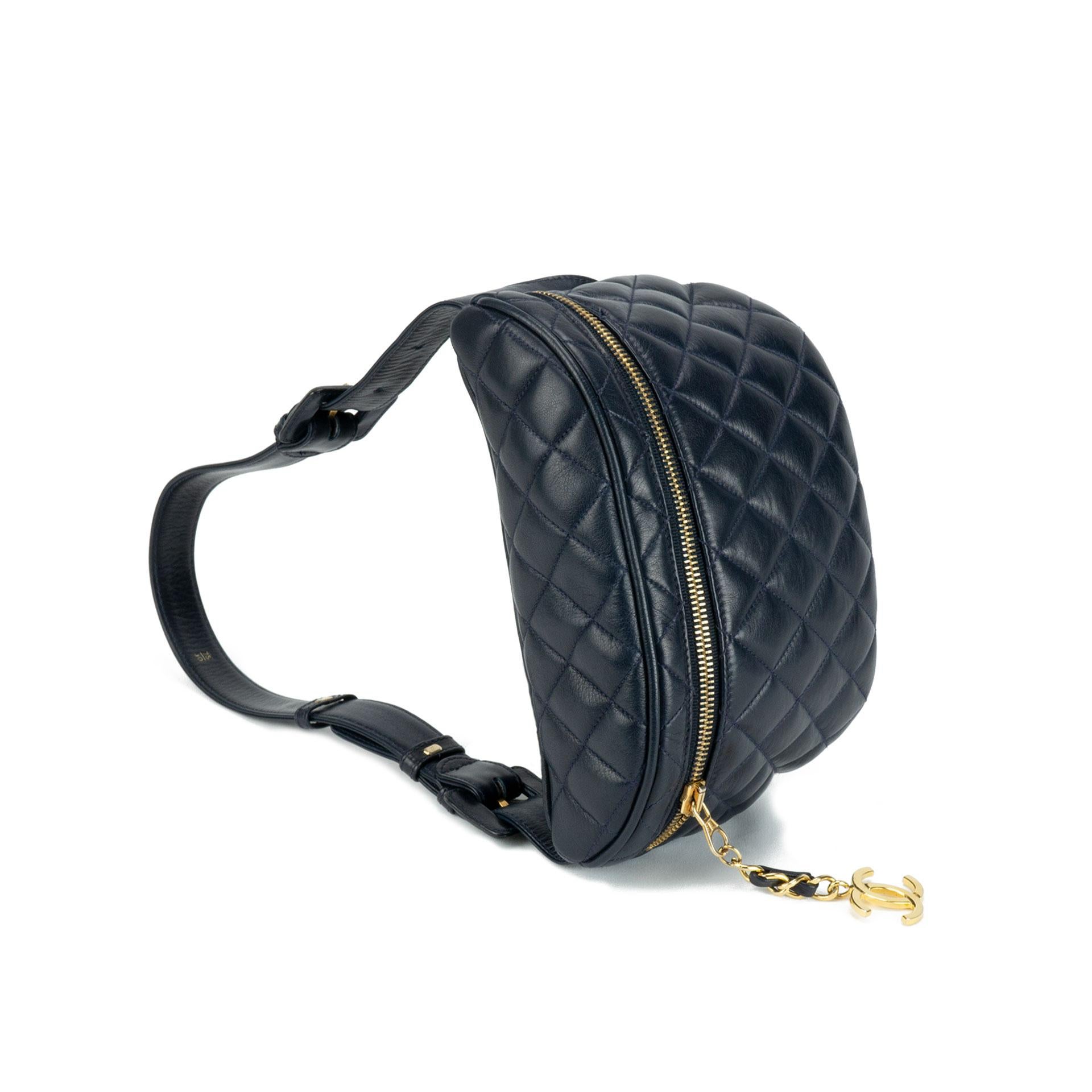 Chanel 90's Rare Quilted Lambskin Vintage Fanny Pack Waist Belt Bum Bag ...