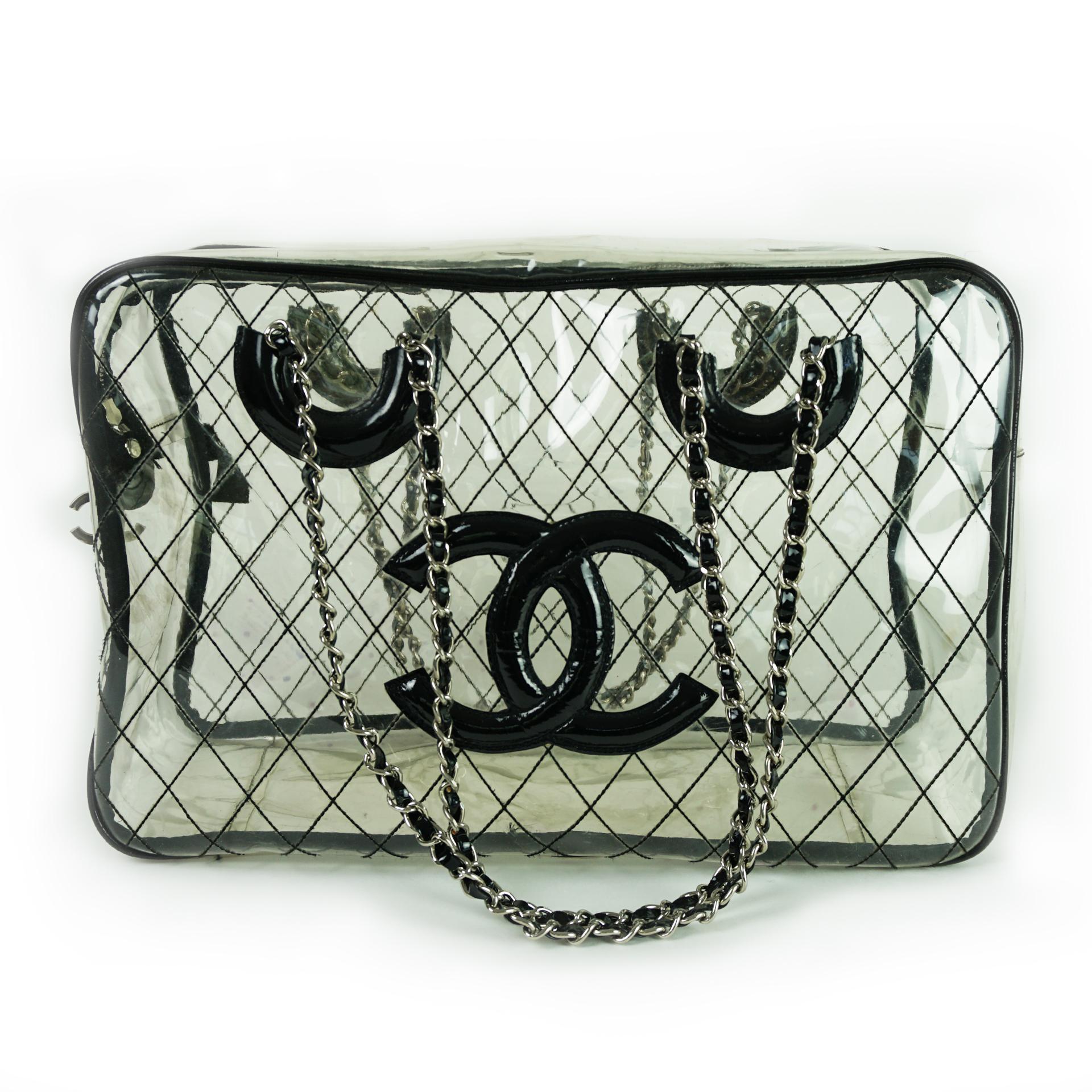 Chanel 90's Timeless Naked Clear Transparent Tote For Sale at 1stDibs
