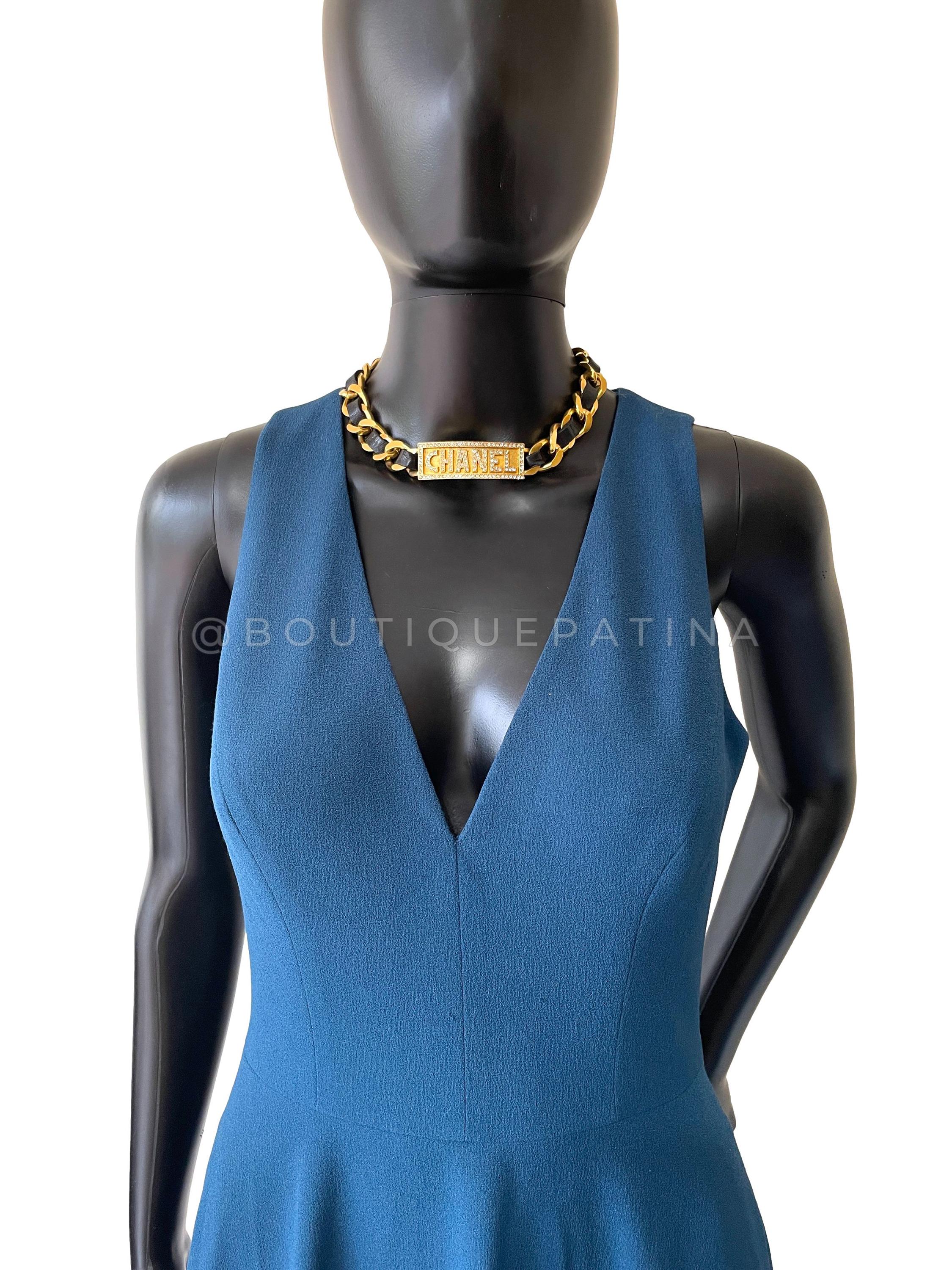 Chanel 95P Vintage "Barbie" Crystal Letter ID Woven Choker 67546 For ...