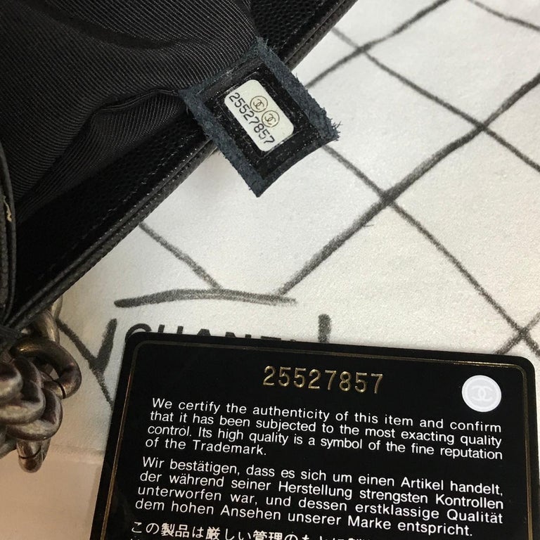 CHANEL A67086 Boy Medium shoulder bag black quilted caviar / calfskin ...