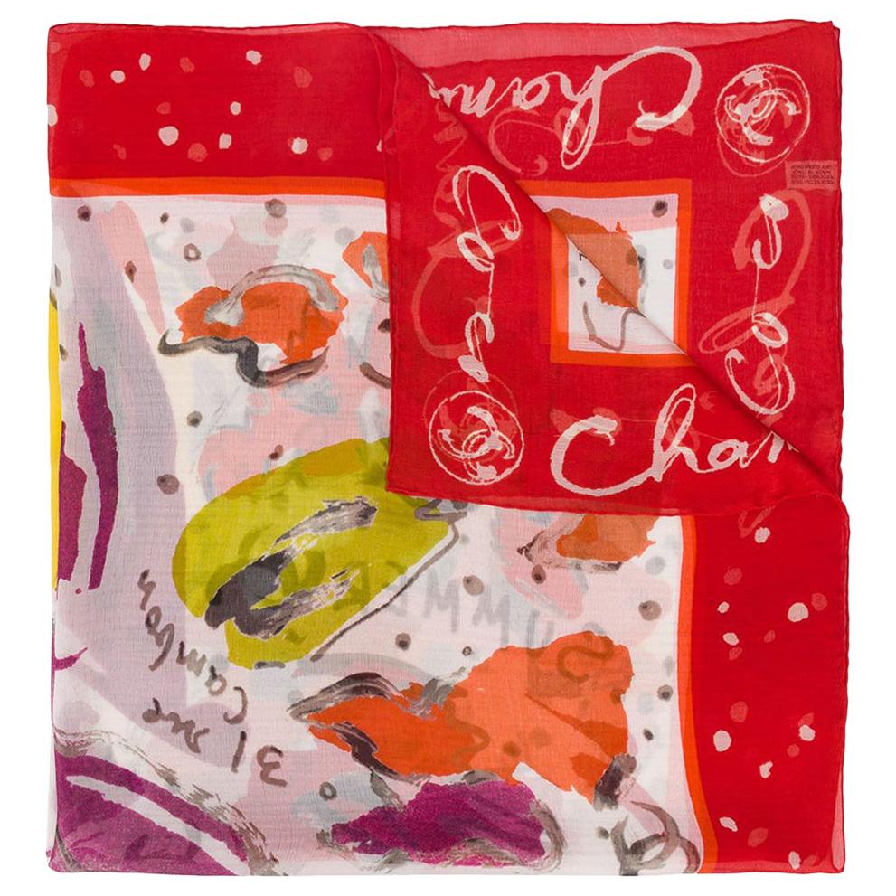 Chanel Silk Motifs Scarf at 1stDibs