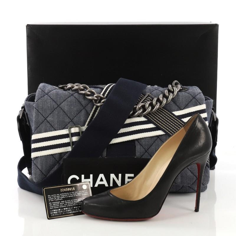 Chanel Airlines Buckle Messenger Bag Quilted Denim Medium at 1stDibs ...