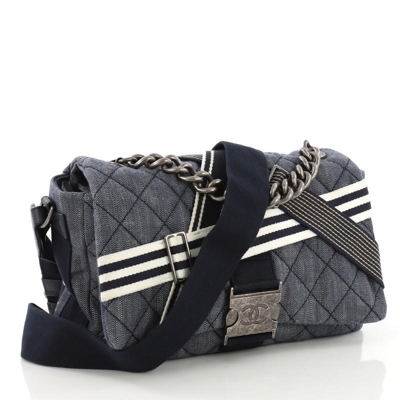 Chanel Airlines Buckle Messenger Bag Quilted Denim Medium at 1stDibs ...