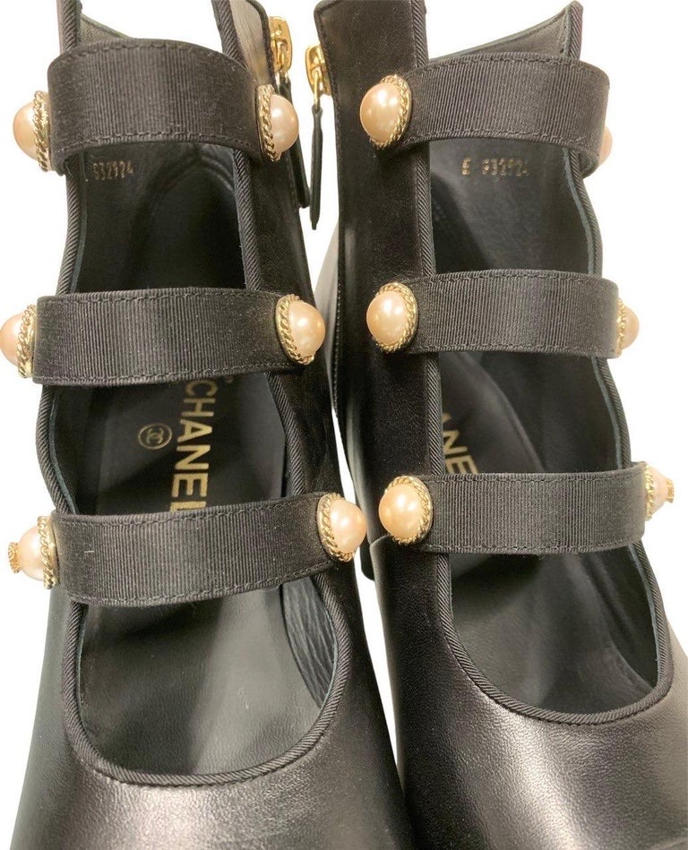 Chanel Ankle Boot Black Leather For Sale at 1stDibs