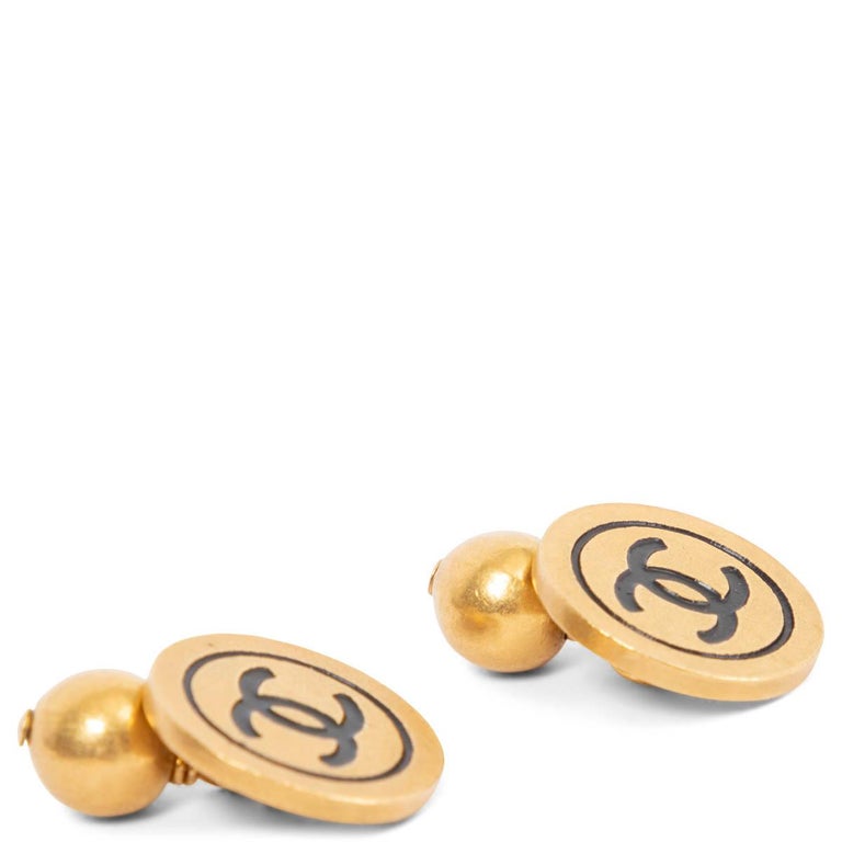 CHANEL antique gold-tone 1994 94P CC ROUND Cuff Links For Sale at 1stDibs