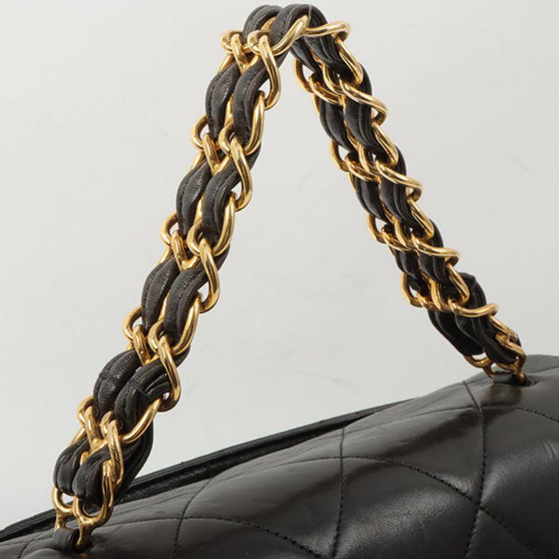 Chanel Around 1995 Made Design Flap Turn-Lock Chain Hand Bag Black For ...