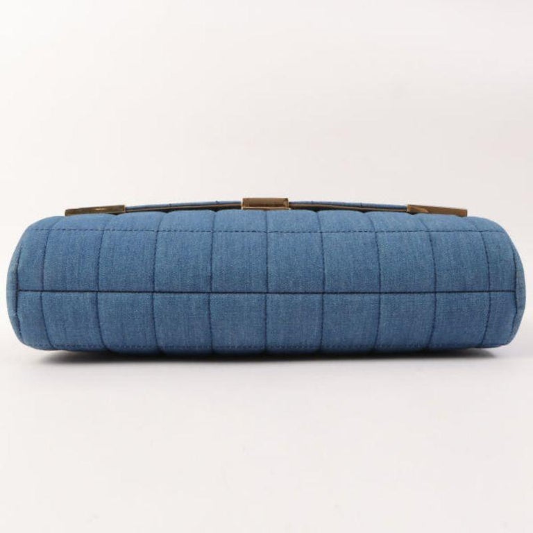 Chanel Around 2002 Made Denim Chocobar Cc Mark Plate Chain Bag Indigo ...