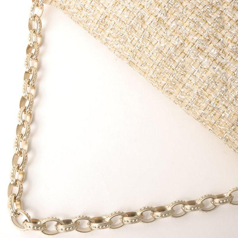 Chanel Around 2007 Made Tweed Cc Mark Plate Chain Shoulder Bag Beige ...