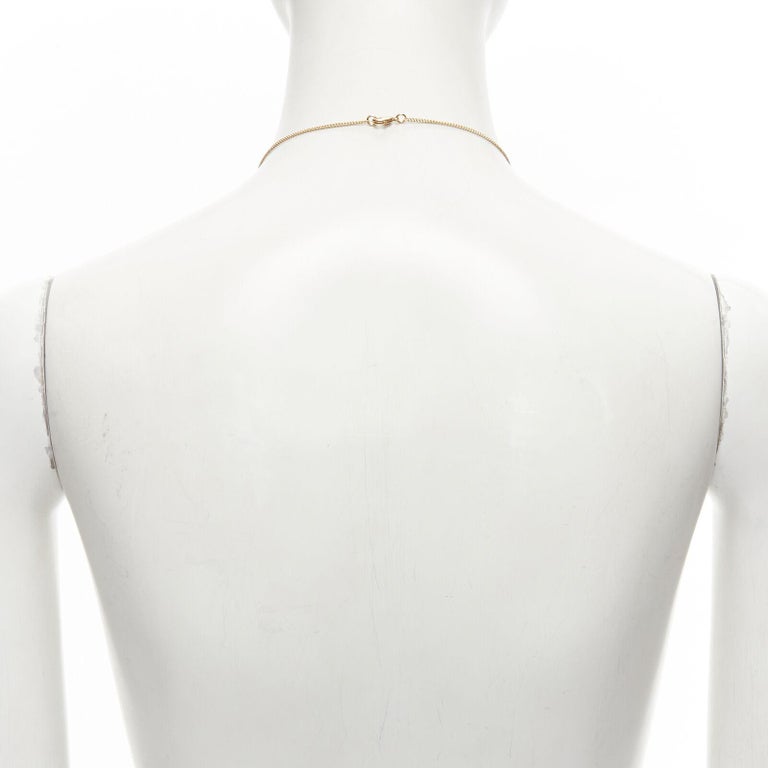 CHANEL B18A CC logo gold tone textured anchor nautical pendant necklace ...