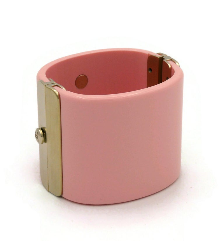 CHANEL Baby Pink Resin CC Pearl Logo Cuff Bracelet, S/S 2018 Pre ...