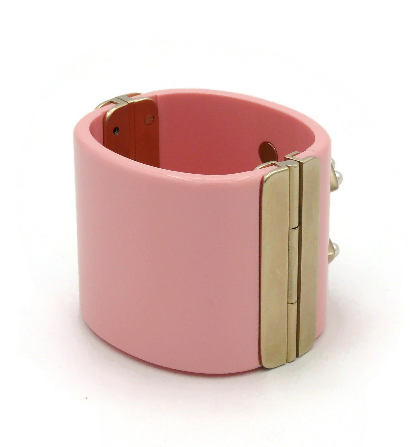 CHANEL Baby Pink Resin CC Pearl Logo Cuff Bracelet, S/S 2018 Pre ...