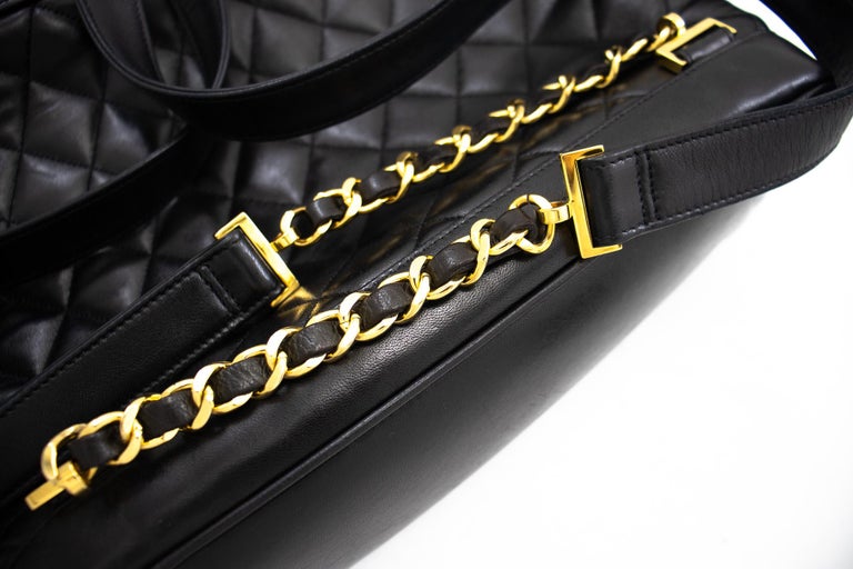 CHANEL Backpack Chain Bag Black Flap Quilted Lambskin Leather For Sale ...