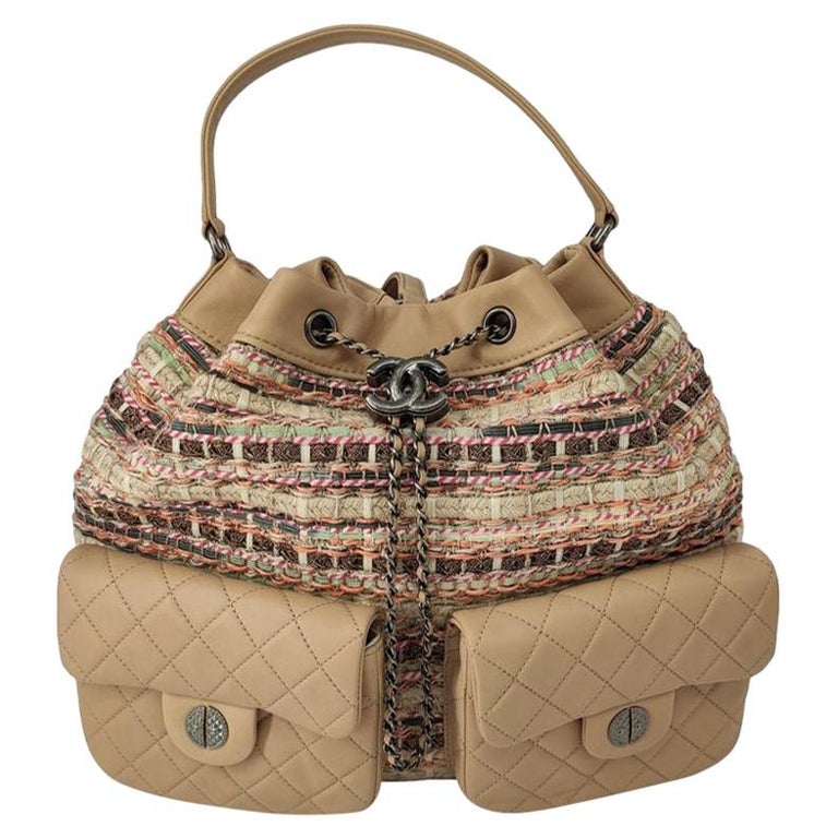 CHANEL Backpack in Beige Cloth at 1stDibs
