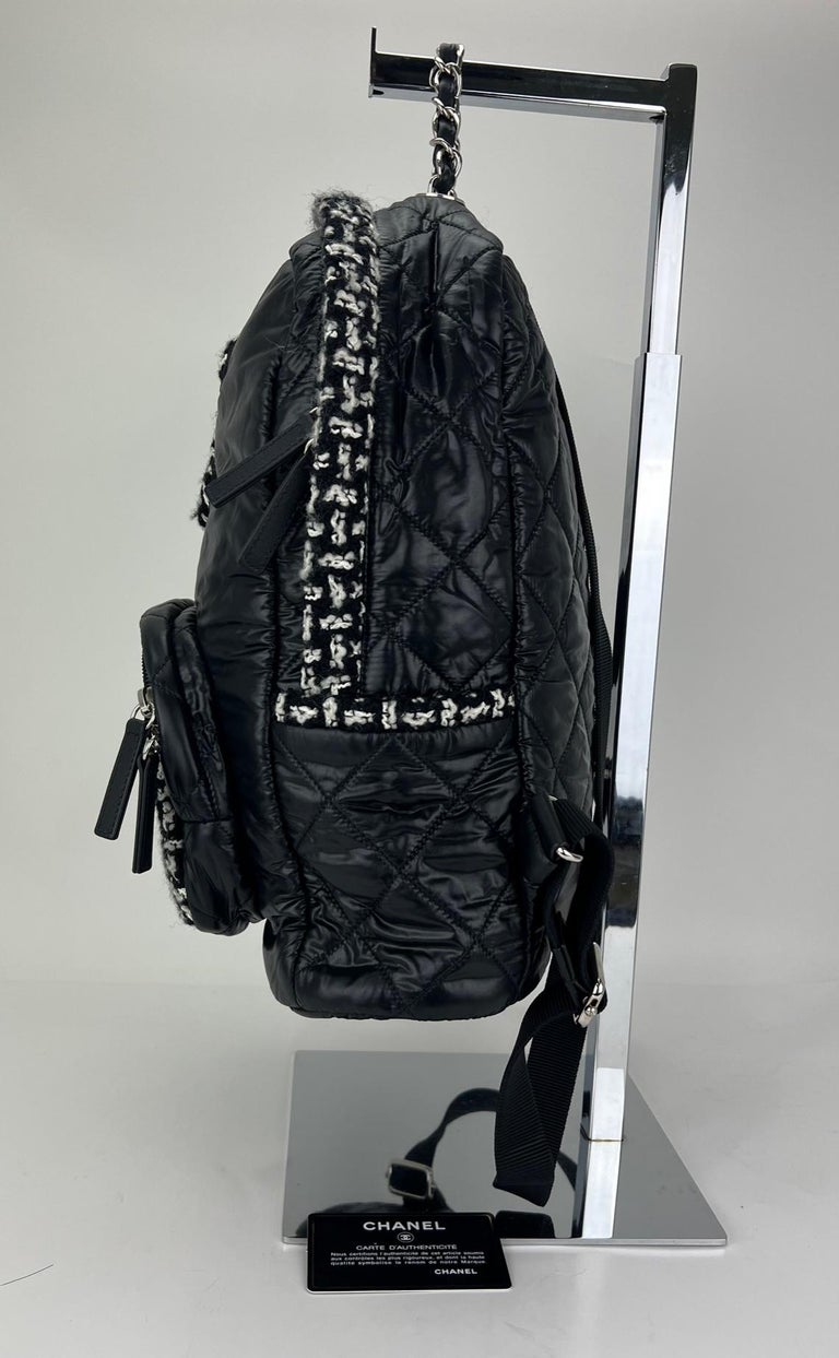 Chanel Backpack Quilted Nylon and CC Tweed Black White Backpack For ...