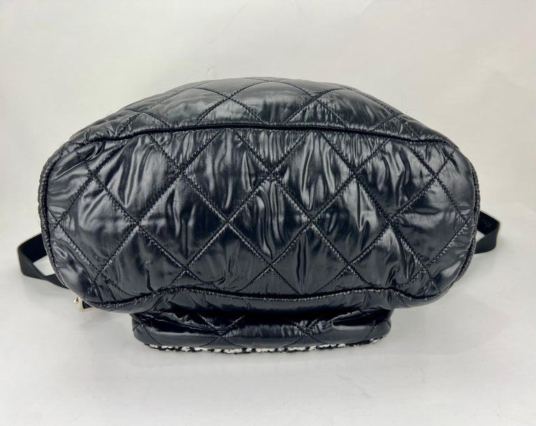 Chanel Backpack Quilted Nylon and CC Tweed Black White Backpack For ...