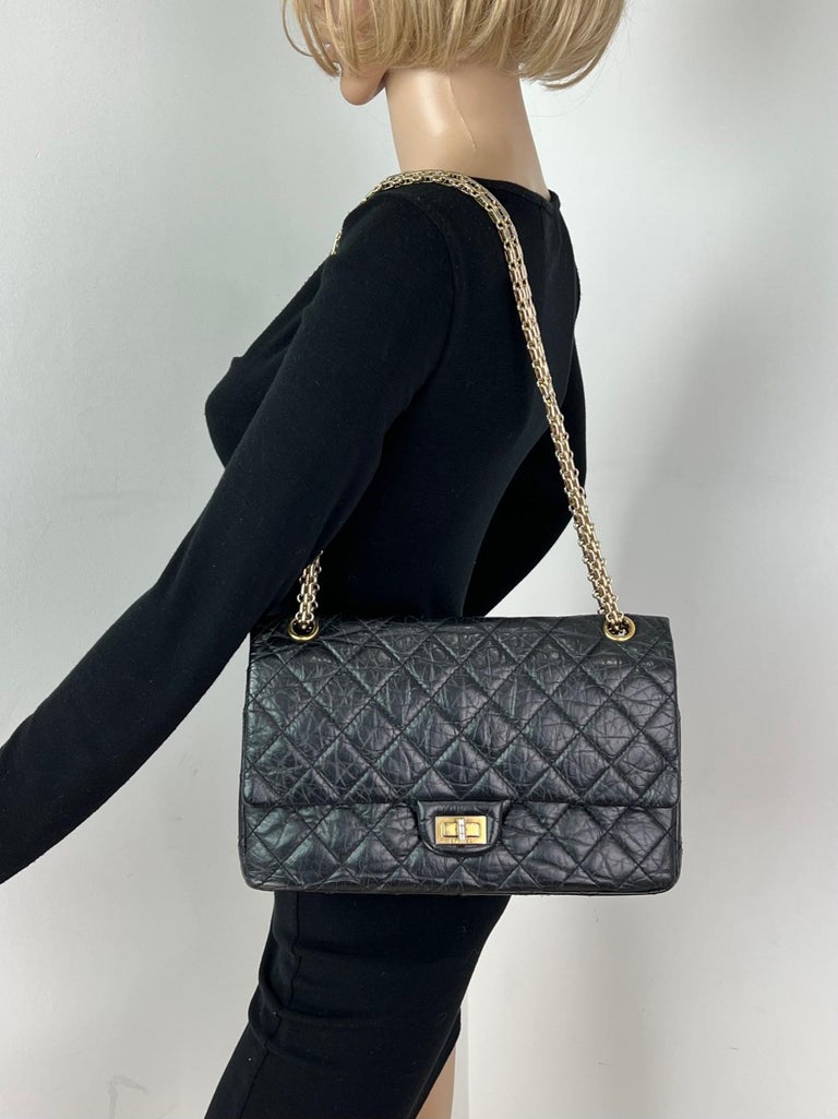 Chanel Bag 2.55 Reissue 226 Flap Quilted Aged Black Calfskin Shoulder ...