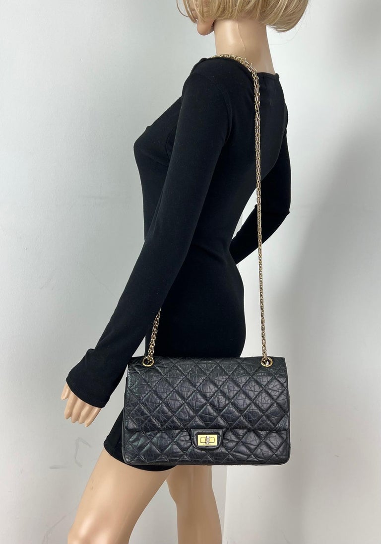 Chanel Bag 2.55 Reissue 226 Flap Quilted Aged Black Calfskin Shoulder ...