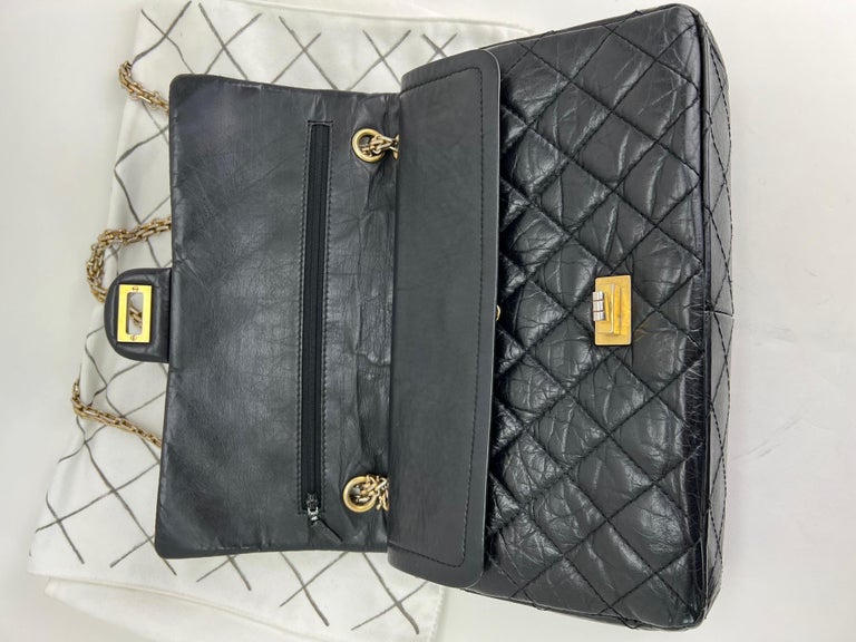 Chanel Bag 2.55 Reissue 226 Flap Quilted Aged Black Calfskin Shoulder ...