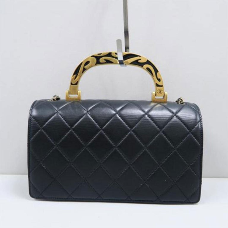 Chanel Bag with Classic Flap Crossbody Rare Enamel Top Handle Black ...