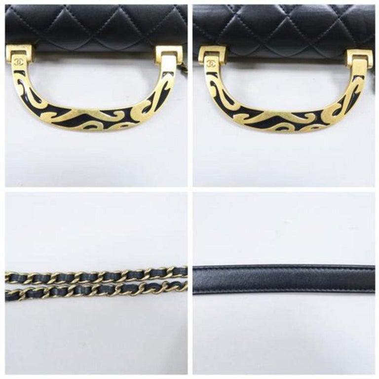 Chanel Bag with Classic Flap Crossbody Rare Enamel Top Handle Black ...