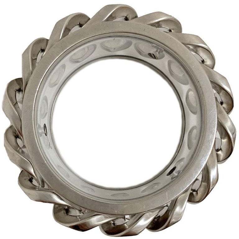 Chanel Bangle Bracelet With Silver Tone Chain On Resin For Sale at 1stDibs