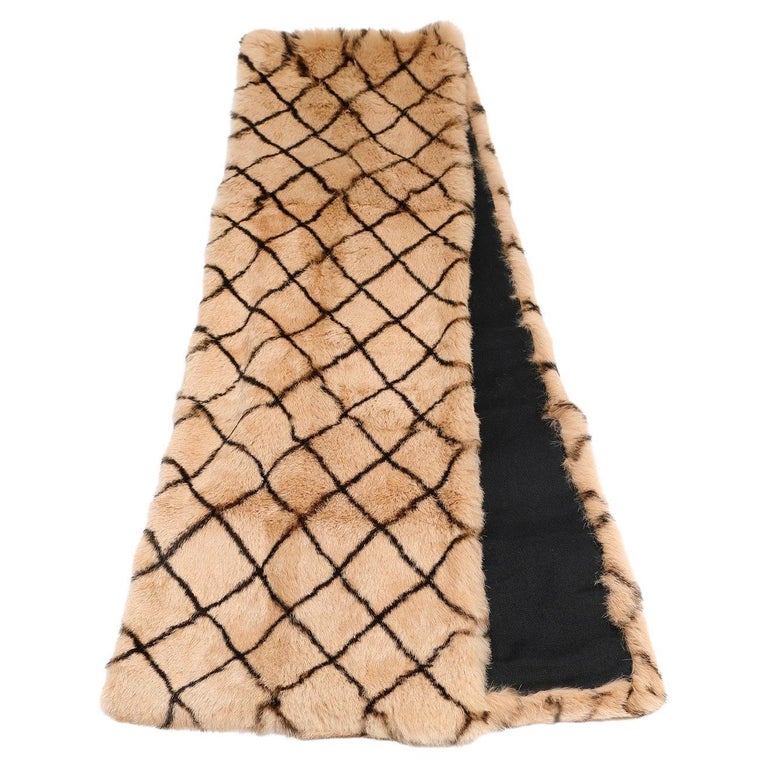 Chanel Beige and Black Mink Diamond Pattern Scarf For Sale at 1stDibs