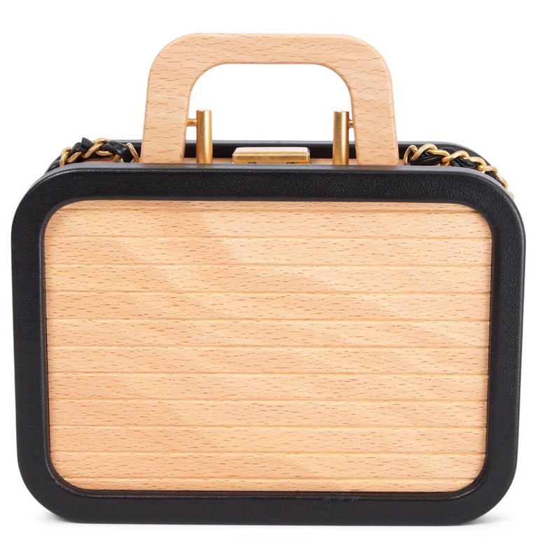 CHANEL beige and black 2022 22C DUBAI BEECH WOOD SMALL VANITY Shoulder ...