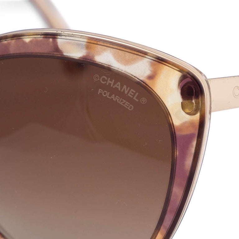 CHANEL beige brown CAT-EYE 4208 Sunglasses For Sale at 1stDibs