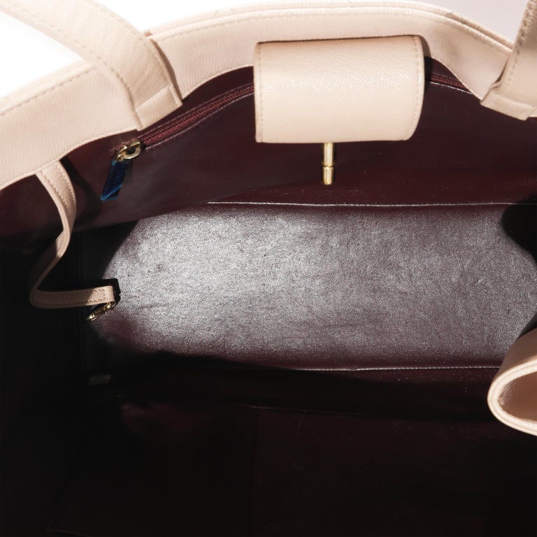 Chanel Beige Caviar Large Business Affinity Tote For Sale at 1stDibs