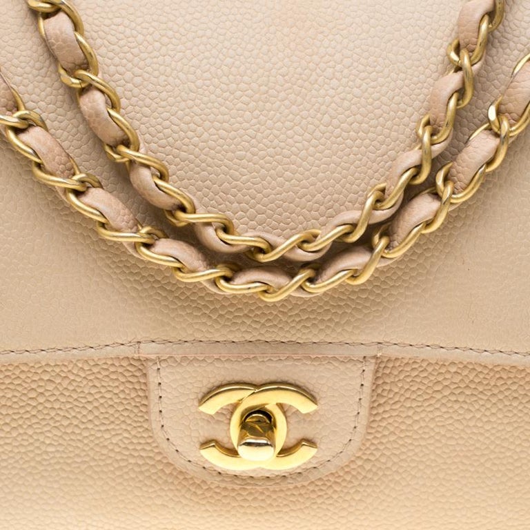 Chanel Beige Caviar Leather Medium Classic Pure Double Flap Bag at 1stDibs