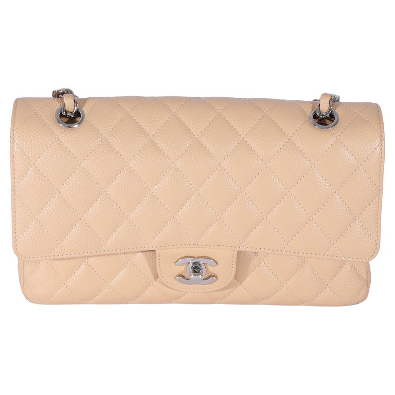 Chanel Beige Caviar Medium Classic Double Flap Bag For Sale at 1stDibs