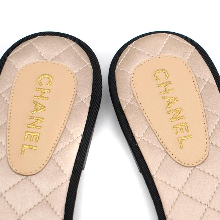 Chanel Beige Floral Embellished Leather Slides 39 at 1stDibs | chanel ...