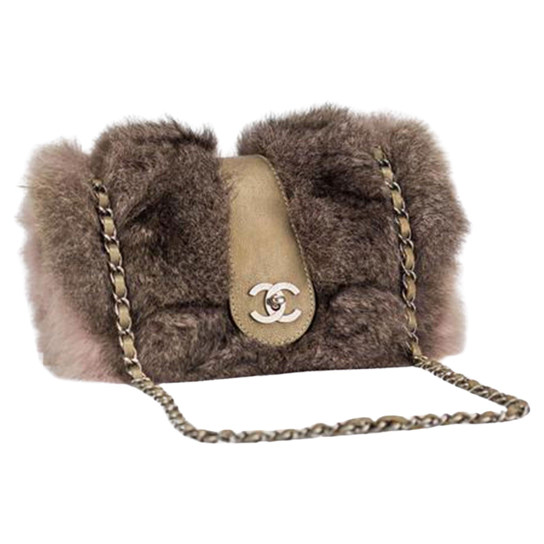 Chanel Beige Fur Deerskin Leather Classic Flap Shoulder Bag For Sale at ...