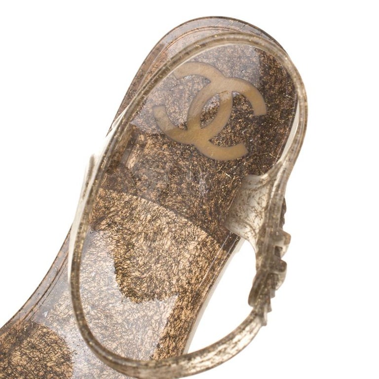 Chanel Beige Jelly Camellia Flower Sandals Size 39 For Sale at 1stDibs ...