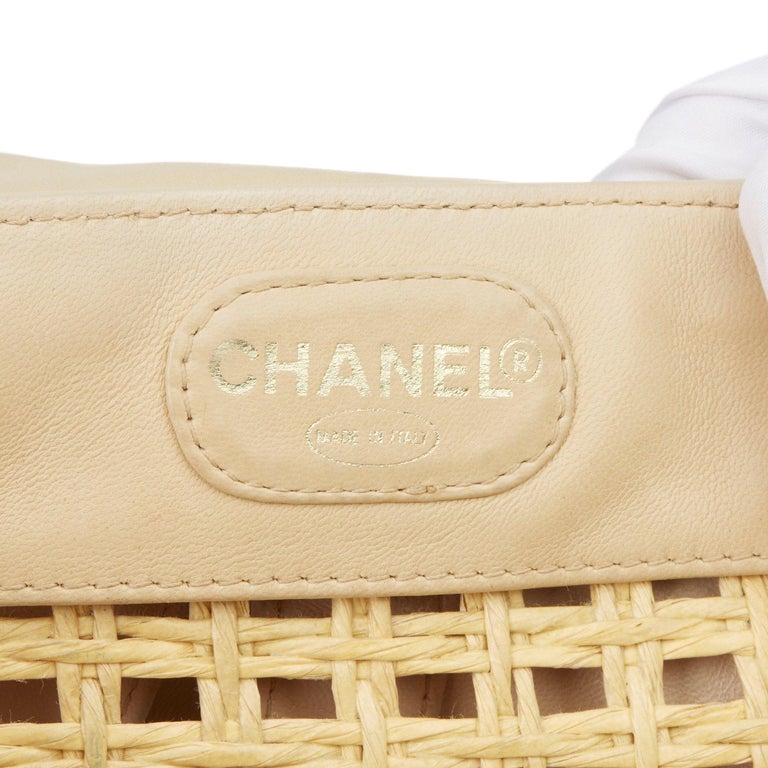 Chanel BEIGE LAMBSKIN and WICKER VINTAGE CLASSIC BACKPACK WITH POUCH ...