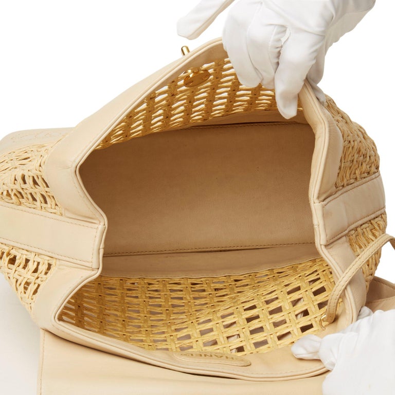 Chanel BEIGE LAMBSKIN and WICKER VINTAGE CLASSIC BACKPACK WITH POUCH ...