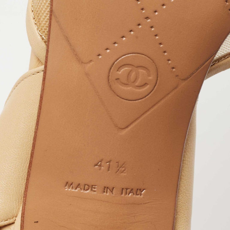 Chanel Beige Leather and Mesh Pointed Toe Slingback Sandals Size 41.5 ...