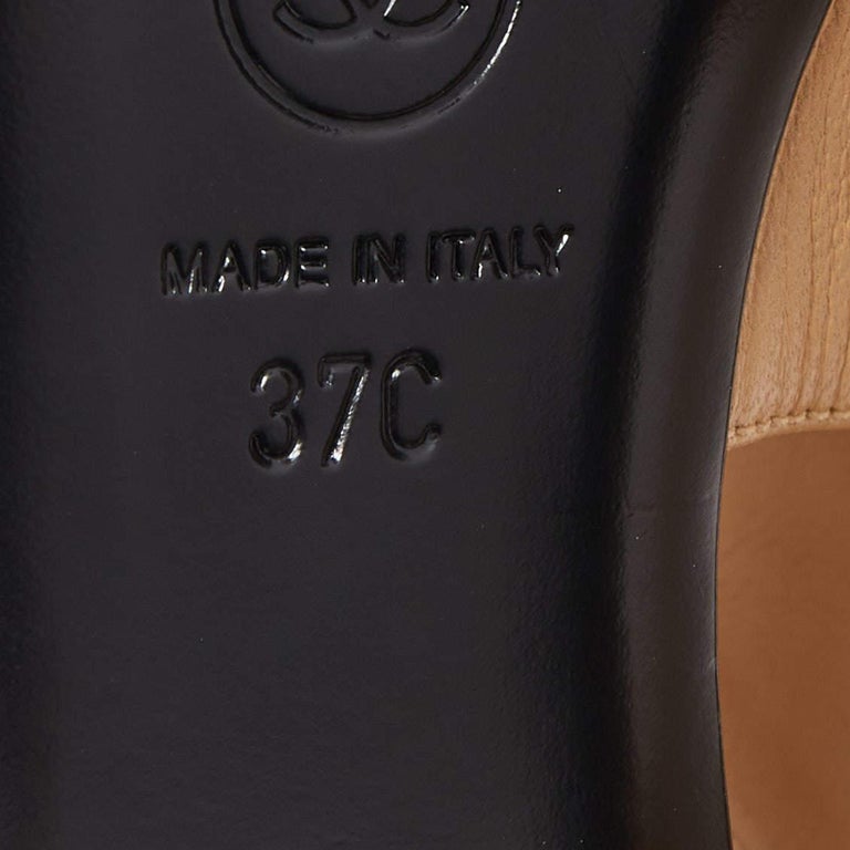 Chanel Beige Leather CC Strappy Slides Size 37 For Sale at 1stDibs