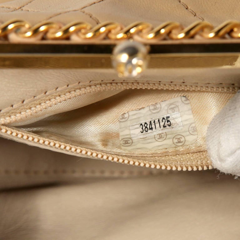 Chanel Beige Leather Kiss Lock Bag at 1stDibs | chanel kiss lock bag ...