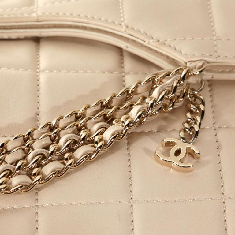 Chanel Beige Leather Multi Chain Convertible Envelope Clutch at 1stDibs