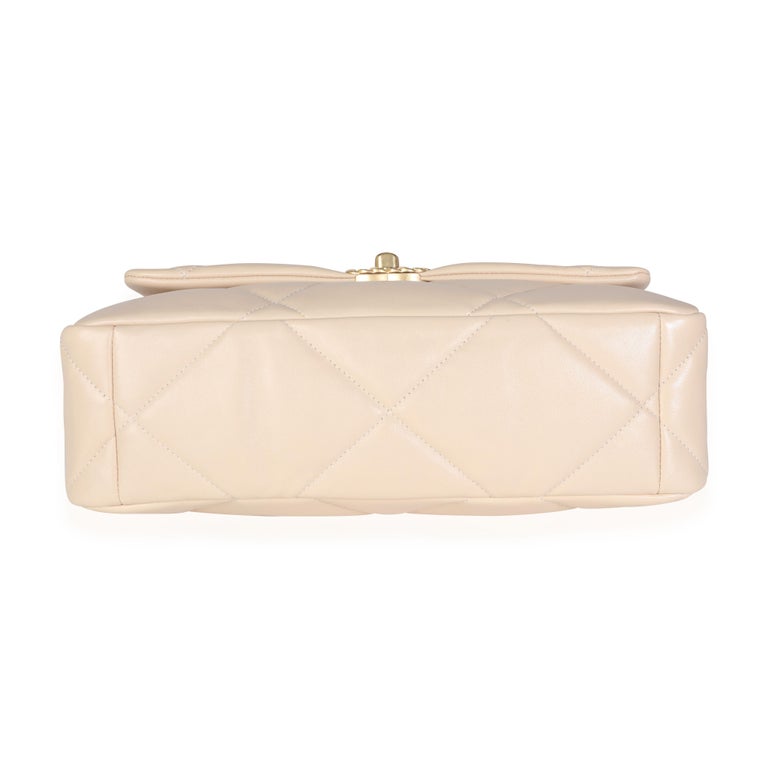 Chanel Beige Quilted Lambskin Large Chanel 19 Bag at 1stDibs