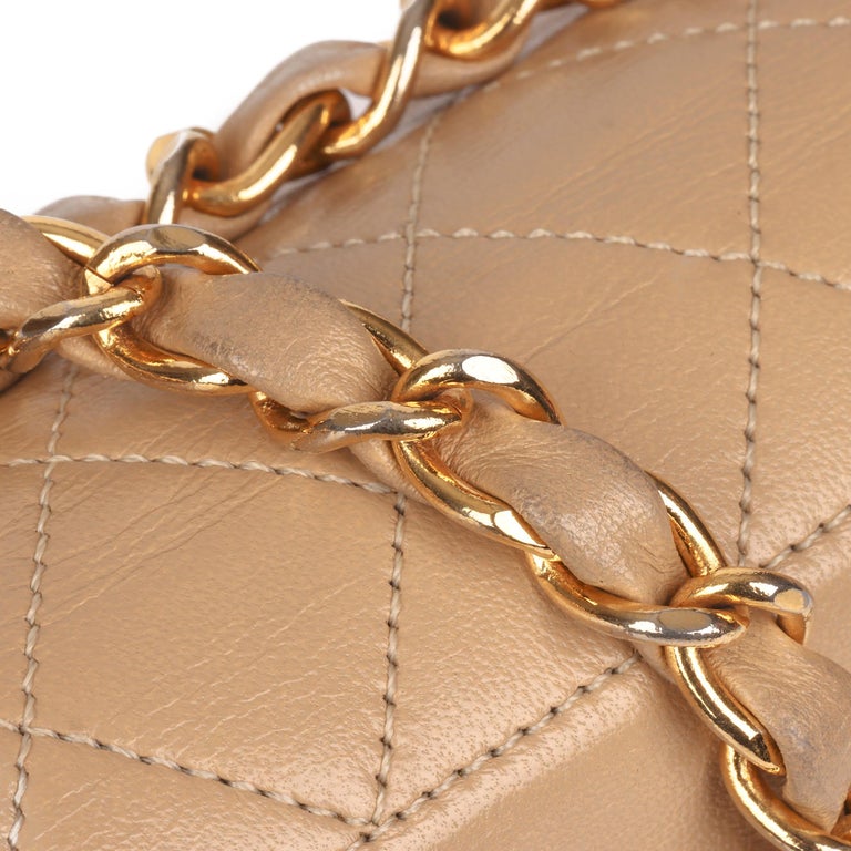 Chanel Beige Quilted Lambskin Vintage Small Trapeze Classic Single Flap ...